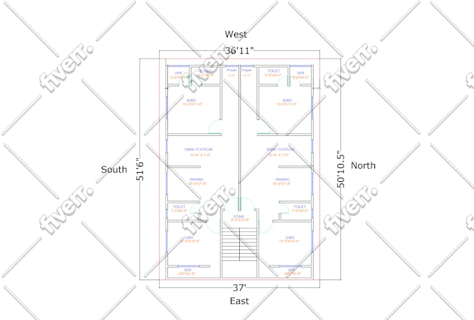Draw, redraw autocad 2d floor plan, architectural drawing be your floorplanner by Ahsmicrocad ...